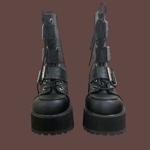 Demonia | Shoes | Demonia Black Vegan Leather Platform Ranger 38 Boots ...